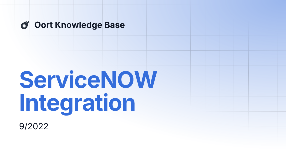 Servicenow Integration Oort Knowledge Base